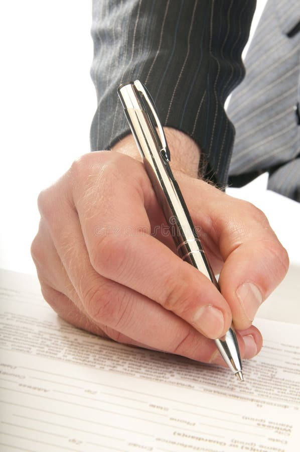 Human Hand with Pen Makes Signature Stock Photo - Image of agreement ...