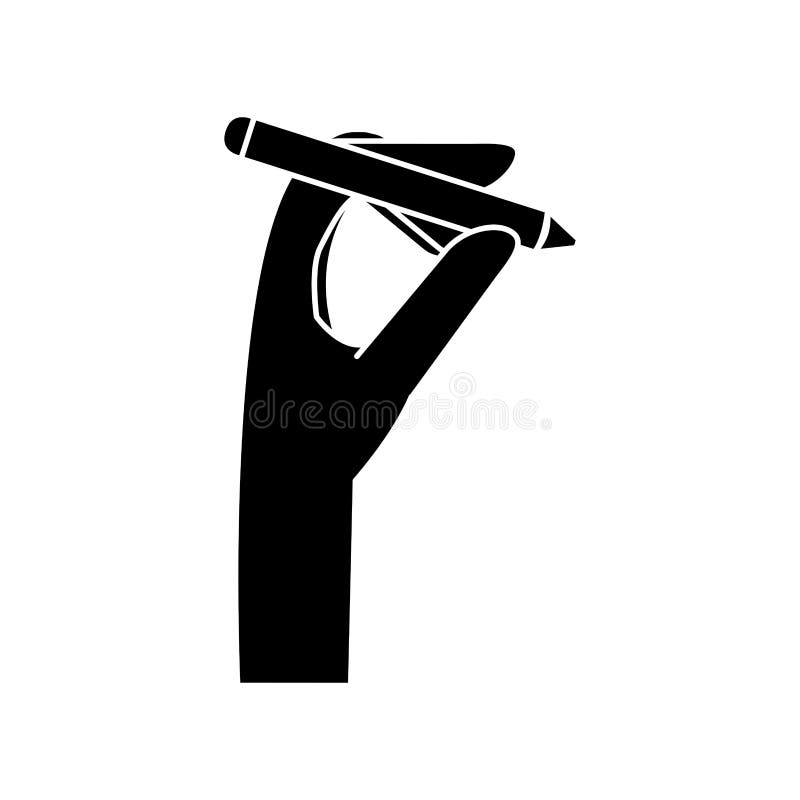 Human Hand and Pencil Design Stock Vector - Illustration of thumb, sign ...