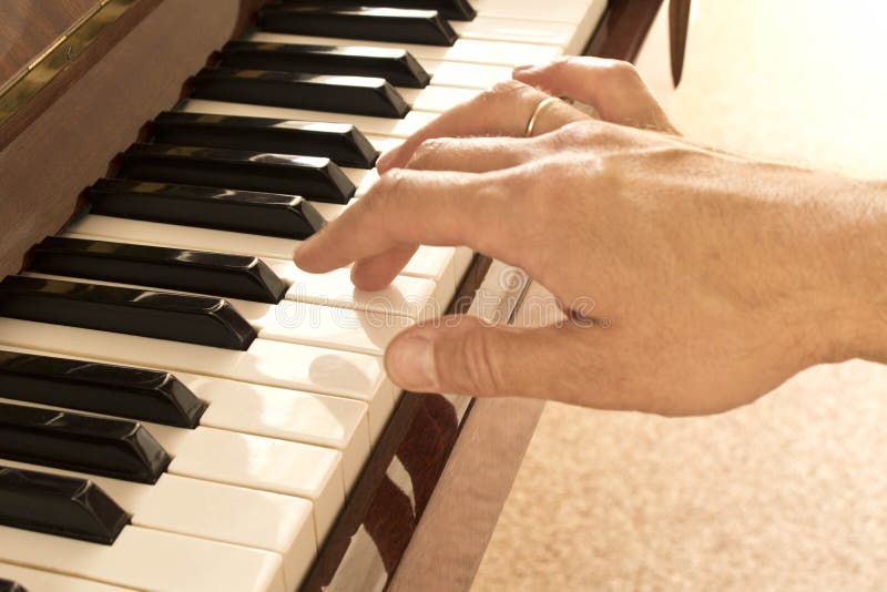 Human Hand On The Piano Keys. Piano Keys Background. Selective Focus ...