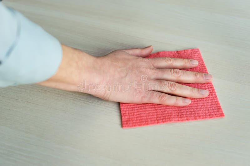 Human Hand with a Pink Cloth Stock Photo - Image of wipe, domestic ...