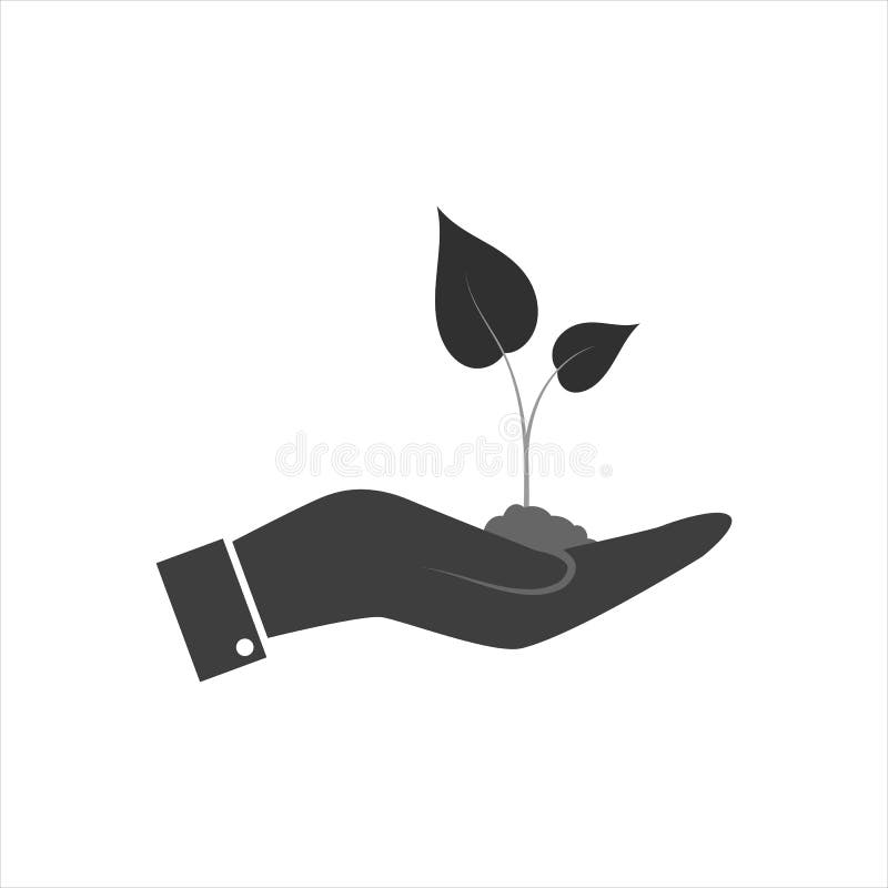 Human Hand with a Plant on a White Background Vector Stock Illustration ...