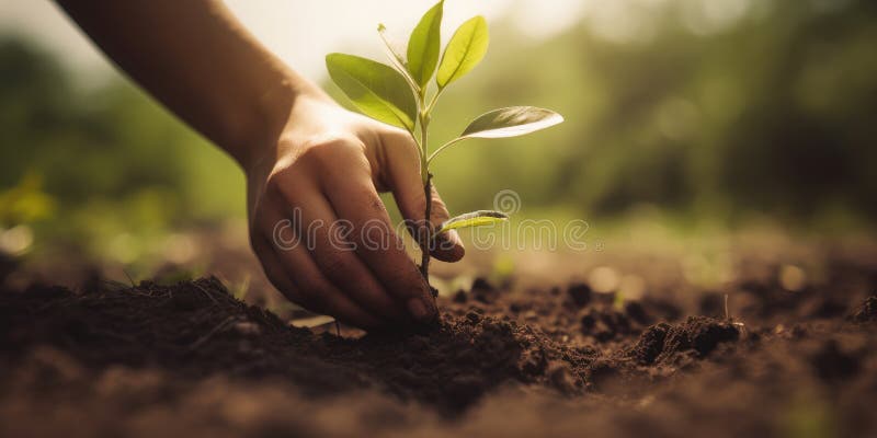 Human Hand Planting a Tree, World Environment Day Concept. Generative ...
