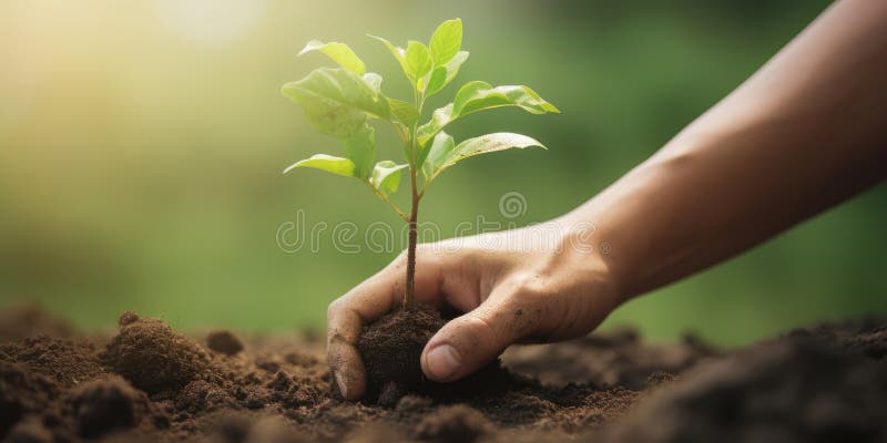 Human Hand Planting a Tree, World Environment Day Concept. Generative ...