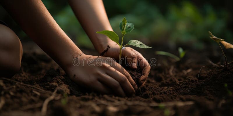 Human Hand Planting a Tree, World Environment Day Concept. Generative ...
