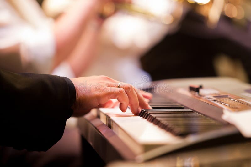 Human Hand Playing the Synth Stock Photo - Image of equipment ...