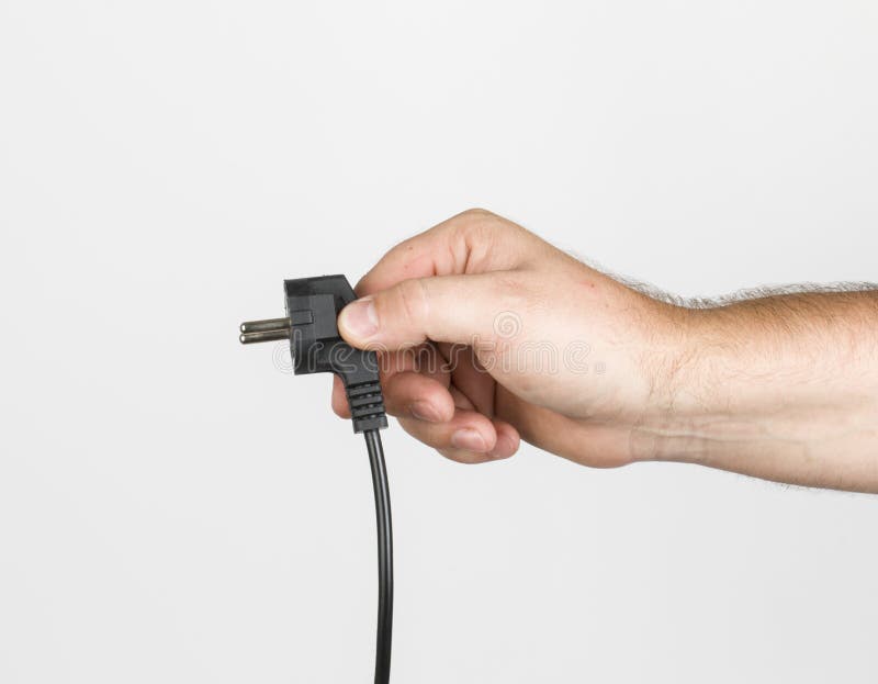 Human hand and plug. stock photo. Image of current, black - 43739922
