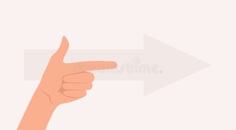 Human Hand Pointing with Index Finger To the Right and Arrow on Beige ...