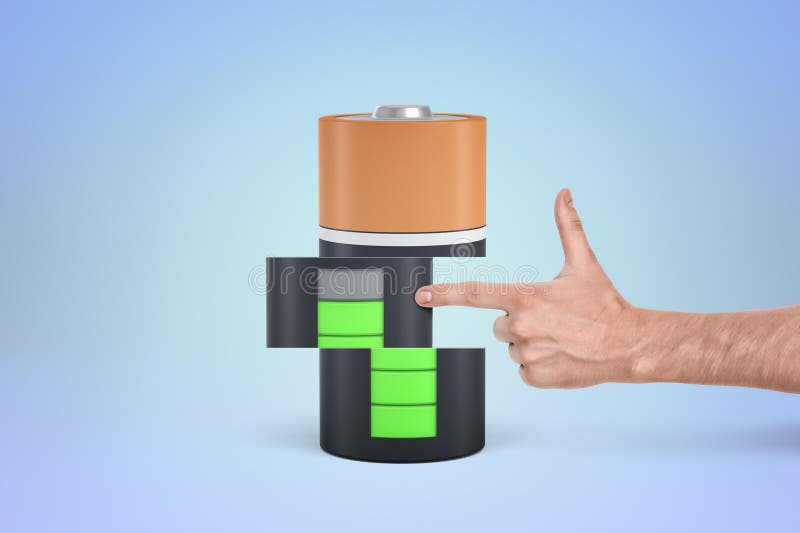 Human Hand Pointing at a Sliced Battery Illustration Stock Image ...