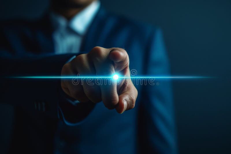 Human Hand Pointing at Something . Glowing Light Effect, Illuminated ...