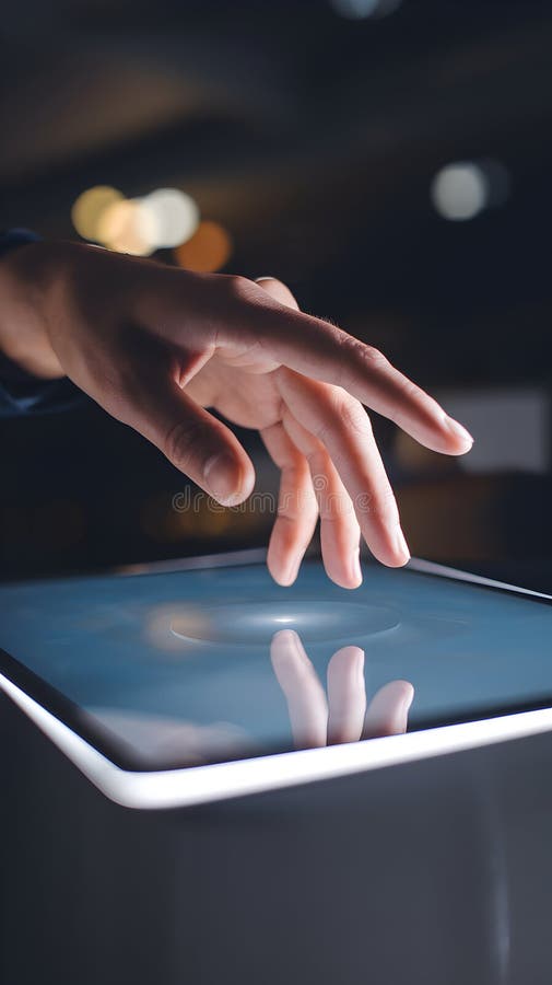 Human Hand Poised Above Touchscreen, Suggesting Tech Interaction and ...