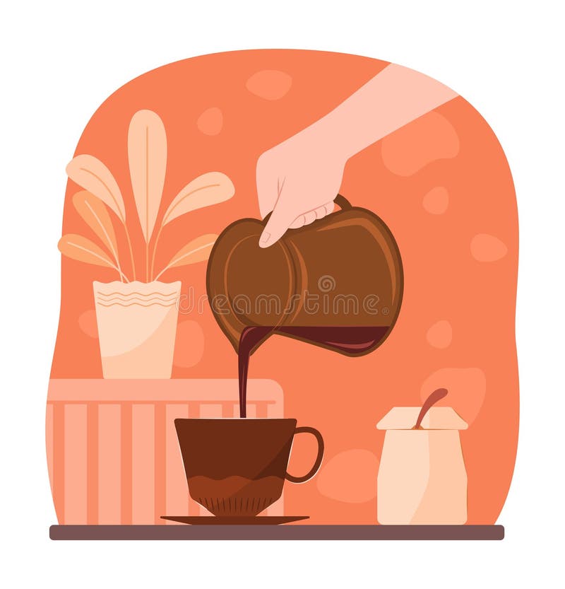 Human Hand Pouring Coffee into Cup for Coffee Break Concept ...