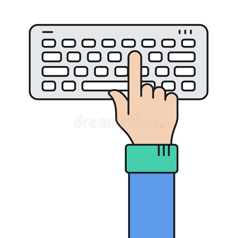 Human Hand Press Button on Keyboard Color Illustration Stock Vector ...