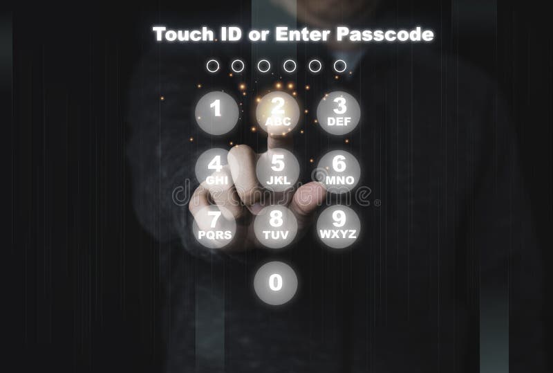 Human Hand Press Virtual Button To Access Computer Systems or ...