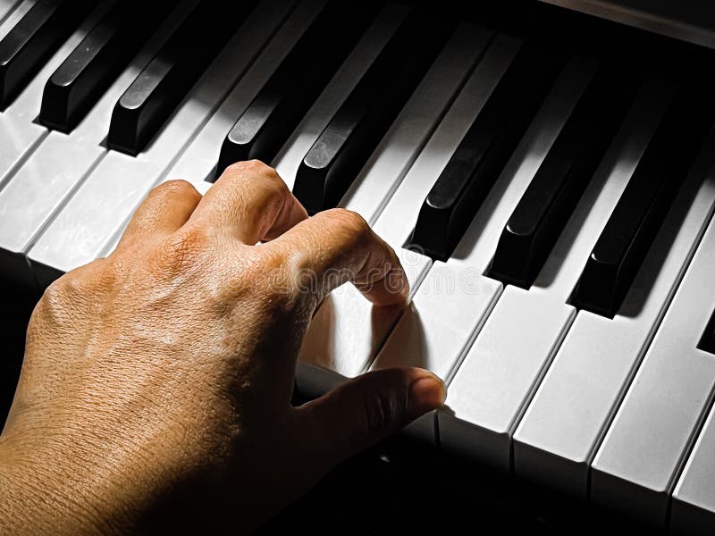 Human Hand Pressing on Key Piano Stock Image - Image of performance ...