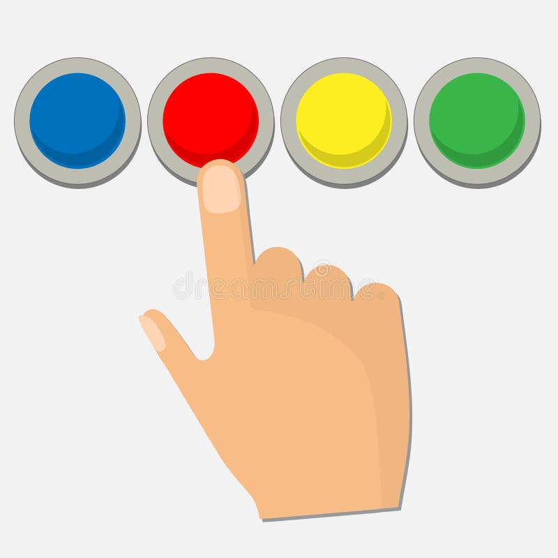Human Hand Pressing a Red Button Stock Illustration - Illustration of ...