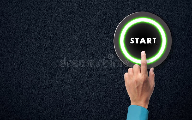 Start: Finger on the Button Stock Photo - Image of hardware, design ...