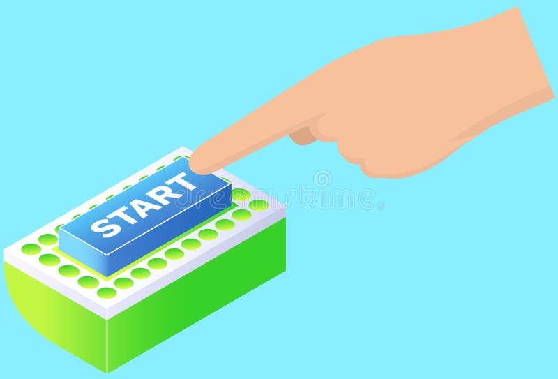 Human Hand Pressing Start Button, Just Get Started Concept. To Turn on ...