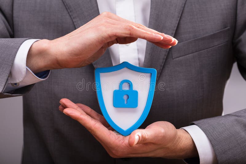 Human Hand Protecting Shield Security Icon Stock Photo - Image of ...