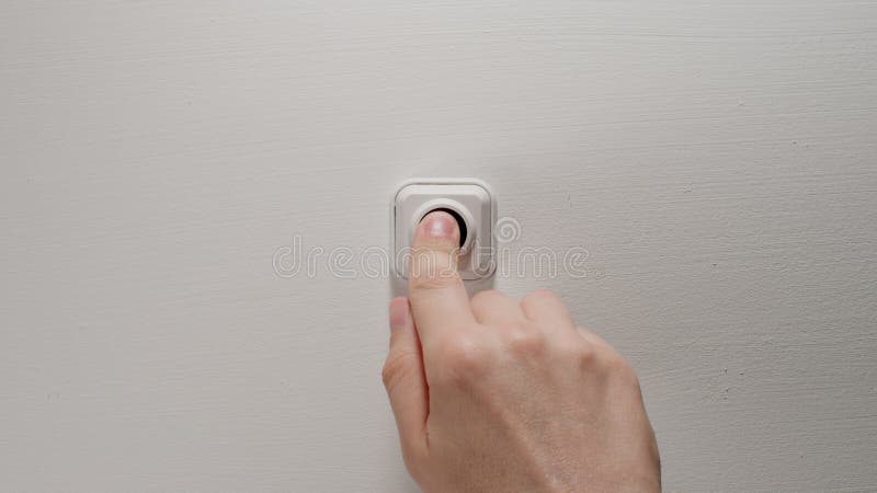 Human Hand Turn Off a Power Button on a Blue Wall Stock Photo - Image ...