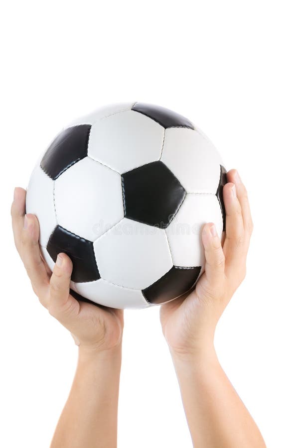 Human Hand Raising Soccer Ball Stock Photo - Image of male, soccer ...