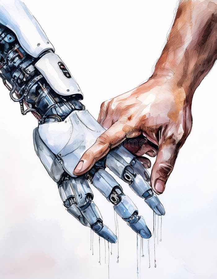 A Human Hand Reaches Out To Grasp a Robotic Hand, Creating a Poignant ...