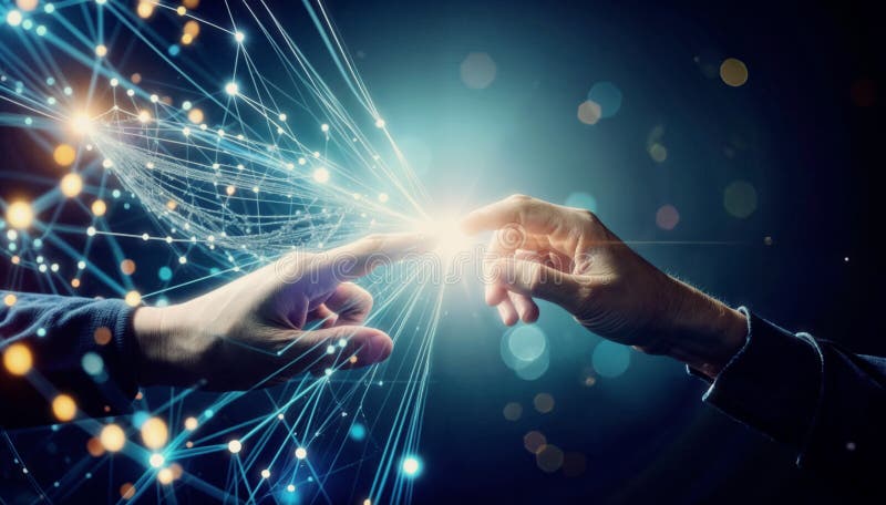 Human Hand Reaching Out To Connect with Digital Data and Network ...