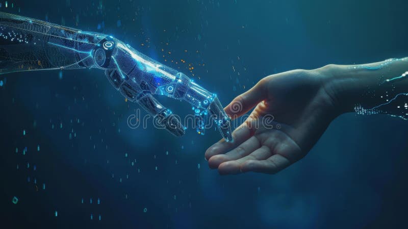 A Human Hand Reaching Out To a Digital Hand, Symbolizing the Future of ...