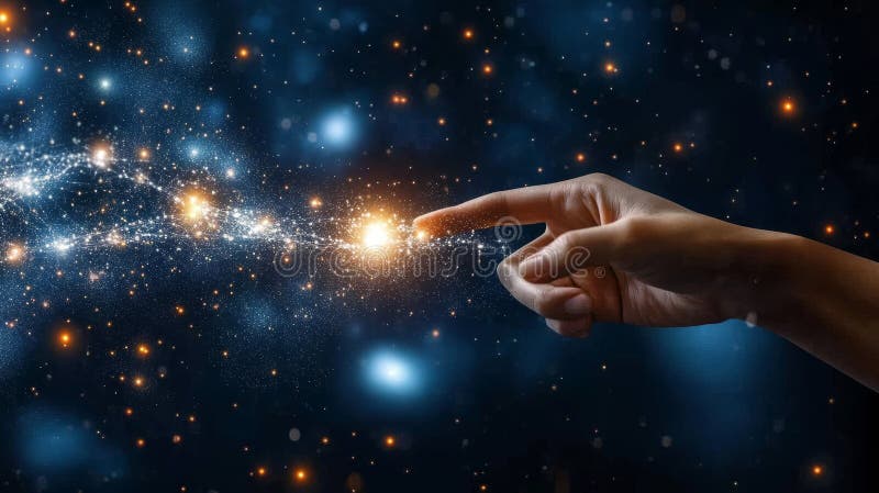 Human Hand Reaching Out To Touch Glowing Interconnected Network on a ...
