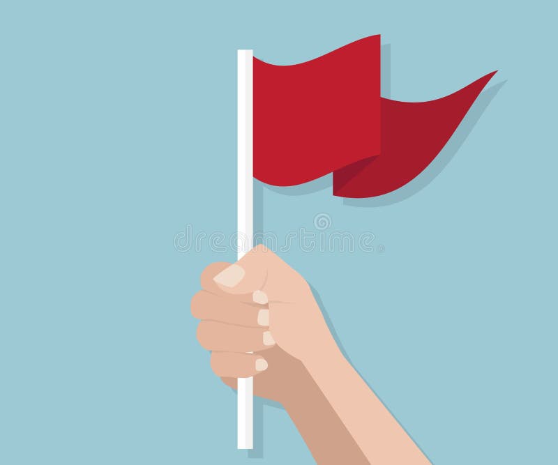Human Hand with Red Flag stock vector. Illustration of hand - 83808536