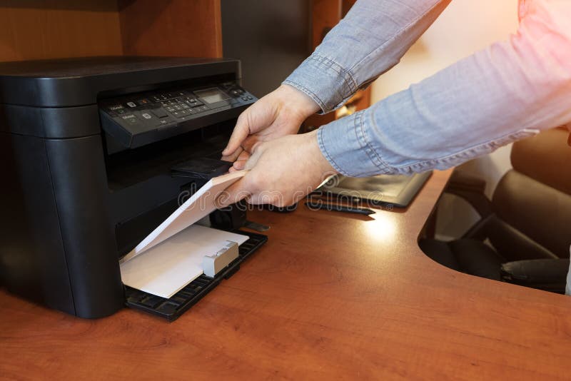 Human Hand is Reloading the Paper To Printer Tray Stock Photo - Image ...