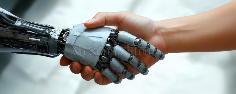 Human and Robot Hands Shaking in Dynamic Collaboration Stock ...