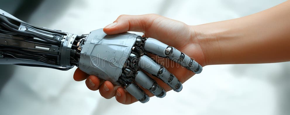 Human and Robot Hands Shaking in Dynamic Collaboration Stock ...