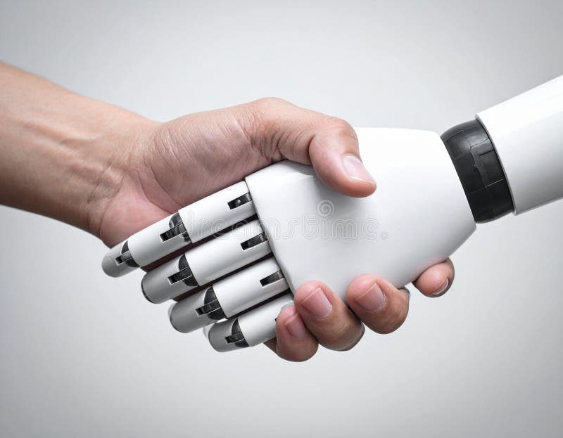A Human Hand and a Robot Hand Shaking Stock Illustration - Illustration ...