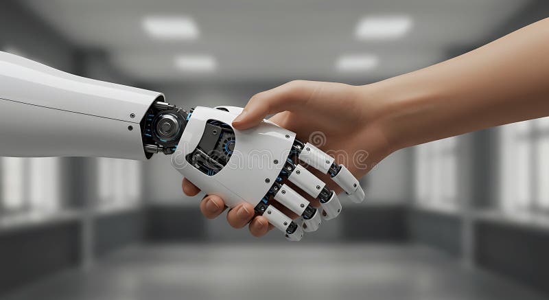 Human Hand and Robot Hand Shaking for Partnership Concept Stock Photo ...