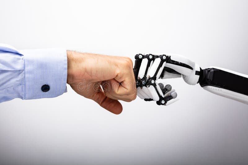 Human Hand and Robot Making Fist Bump Stock Image - Image of code ...