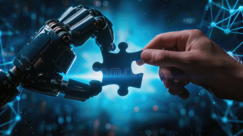 Human Hand and Robotic Arm Unite To Complete a Puzzle, Showcasing ...