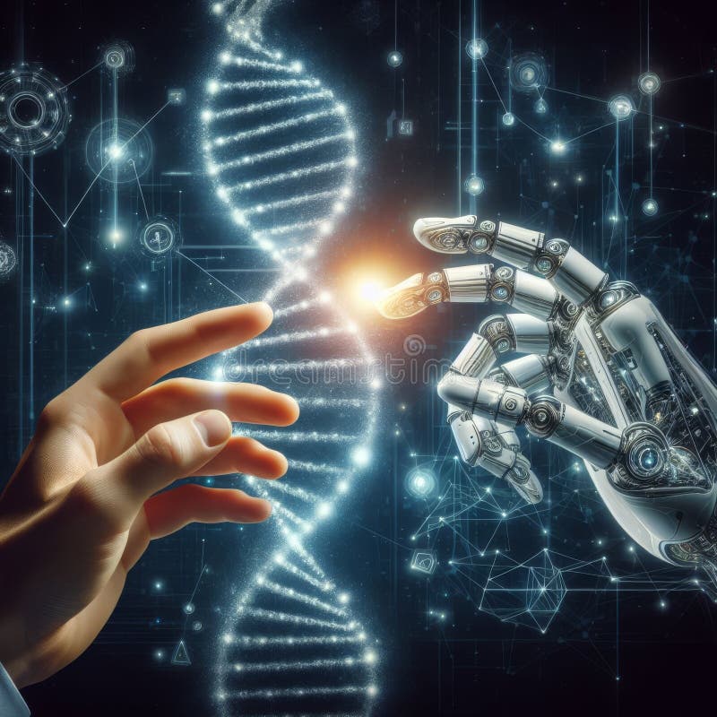Human and Robotic Hand Interaction Over Urban Skyline Stock Image ... Human and Robotic Hand Interaction Over Urban Skyline Stock Image ...