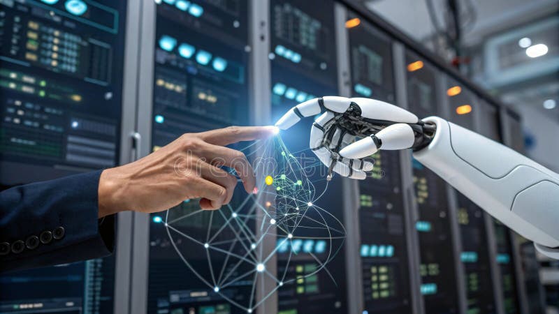 Human and Robot Collaboration AI Technology Partnership in Data Center ...