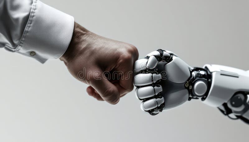 Human Hand and Robotic Hand in Fist Bump Stock Photo - Image of ...