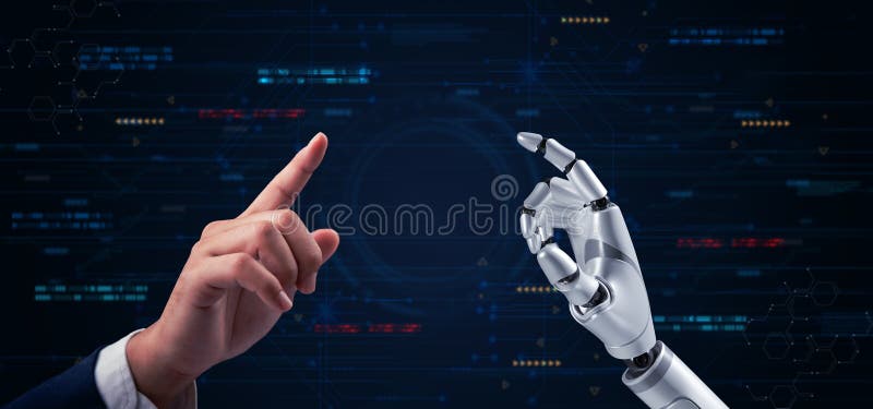 A Human Hand and a Robotic Hand Reaching Towards Each Other ...