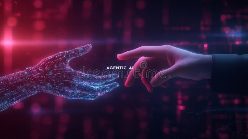 Human Hand and Robotic Hand Reaching Towards Each Other, Symbolizing ...