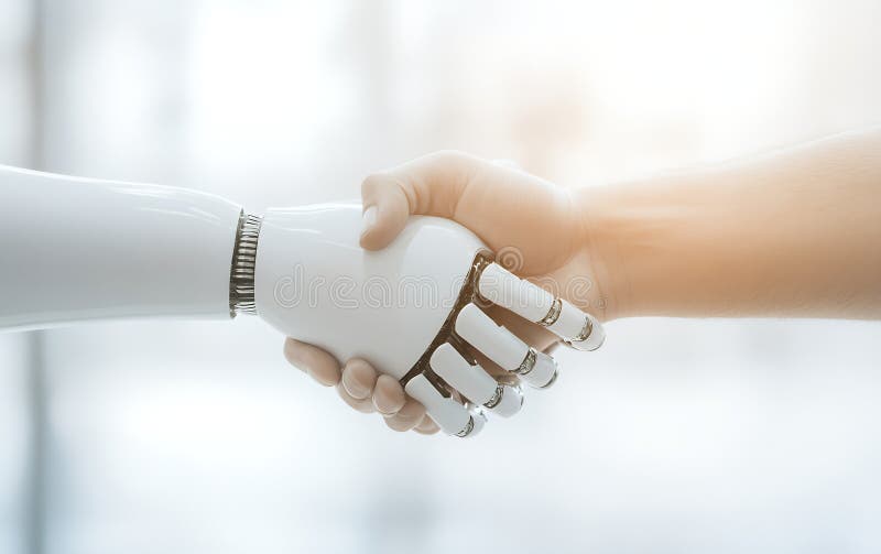 Human Hand Shakes Hands Robotic Symbolizing Robot Stock Photos - Free ...