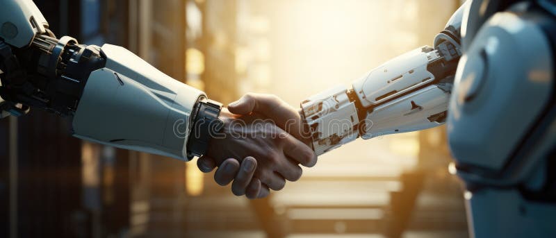 Human-Robot Collaboration stock illustration. Illustration of ...
