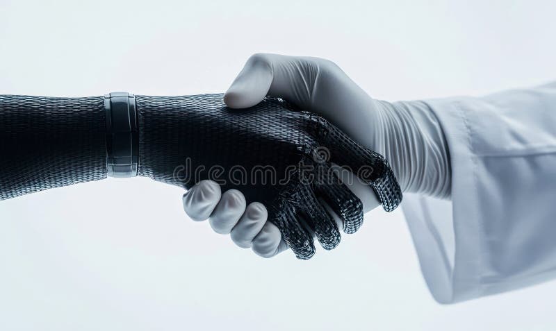 Human Hand Shaking Advanced Bionic Arm in Medical Lab Stock ...
