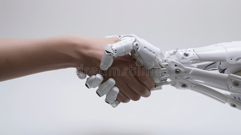 The Robot-Human Handshake.AI Generated Image Stock Image - Image of ...