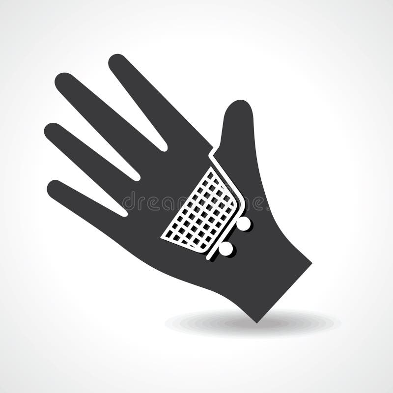 Human Hand with Shopping Cart Symbol Concept Stock Vector ...