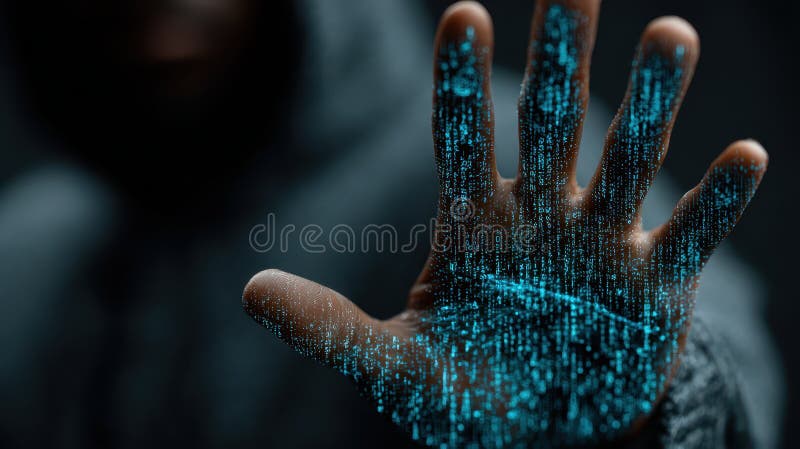 Human Hand Showcasing Binary Code, a Visual Representation of Digital Information in Modern ...