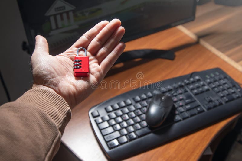 Human Hand Showing Padlock. Cybersecurity and Digital Data Protection ...