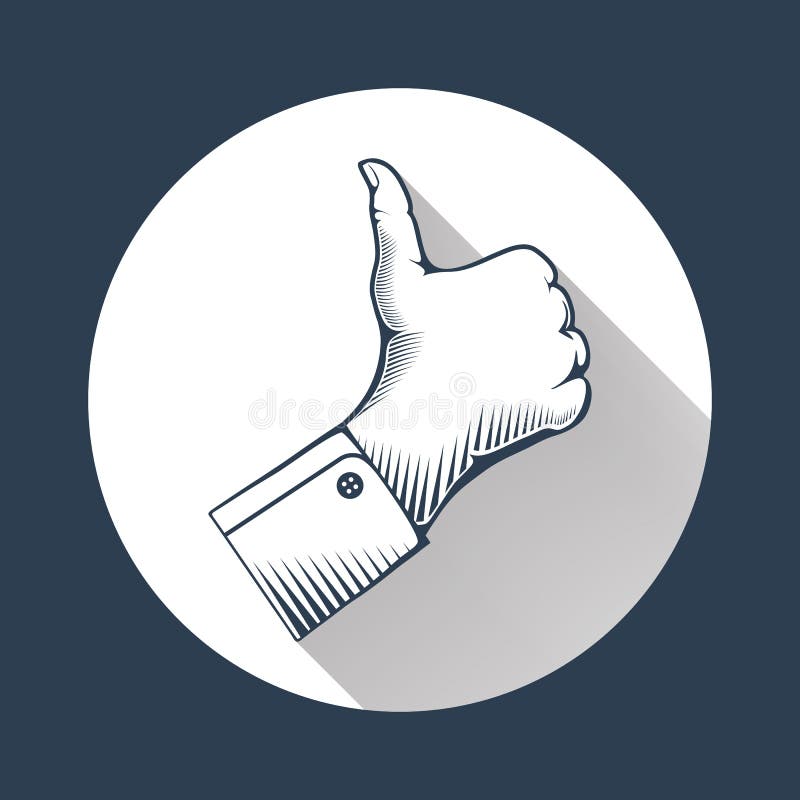 Human Hand Showing Thumbs Up with Long Shadow. Stock Vector ...