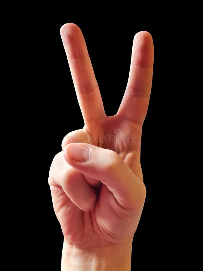 Two Fingers Victory Peace Sign Body Language Stock Image - Image of ...
